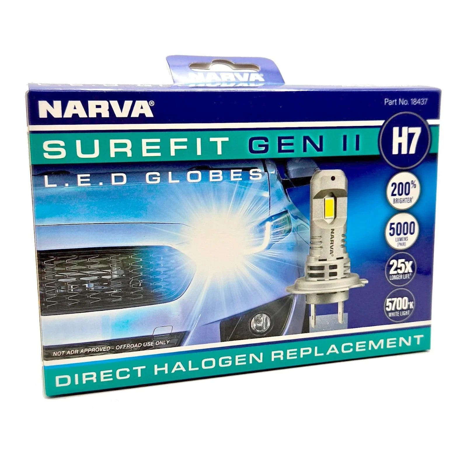 Narva H7 LED Globes Surefit GEN II 12V / 24V Pair