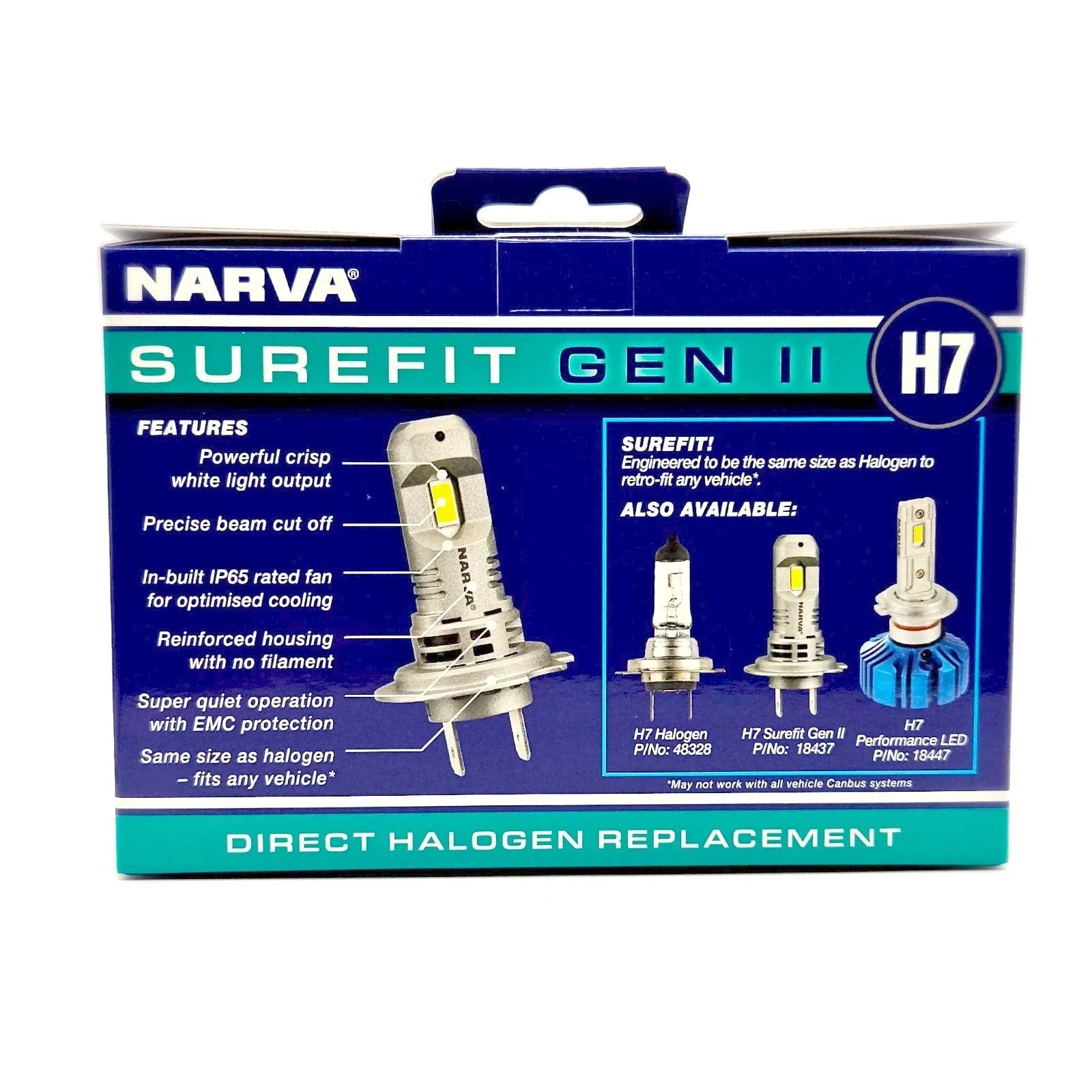 Narva H7 LED Globes Surefit GEN II 12V / 24V Pair