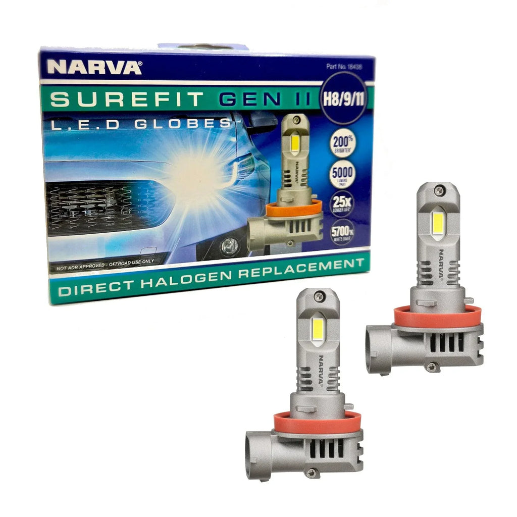 Narva H8 / H9 / H11 LED Globes Surefit GEN II Pair 12V / 24V Pair