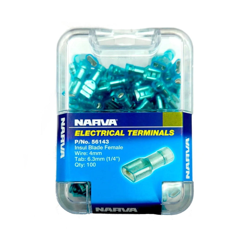 Narva Female Blade Terminal Blue High Heat Double Crimp for 4mm Wire ...