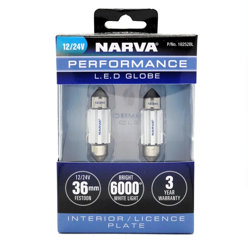 Narva 36mm LED Festoon Globes 12V / 24V GEN III Pair