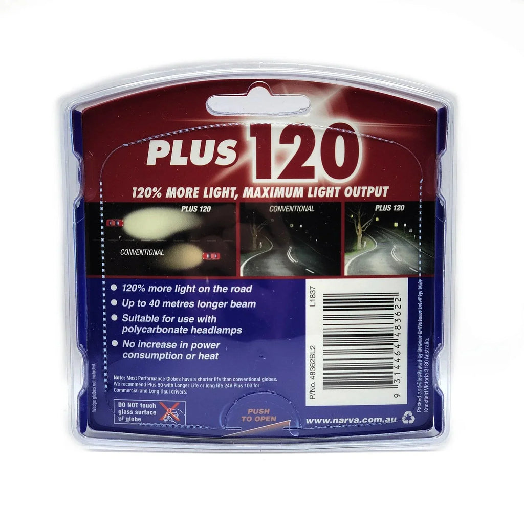Narva H4 Halogen Globe Plus 120% Performance H4 12V 60/55W
