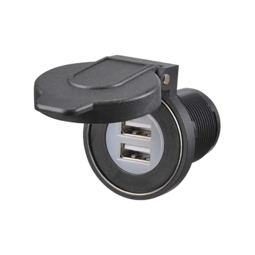 Narva Twin USB Socket Heavy-Duty with Magnetic Dust Cover