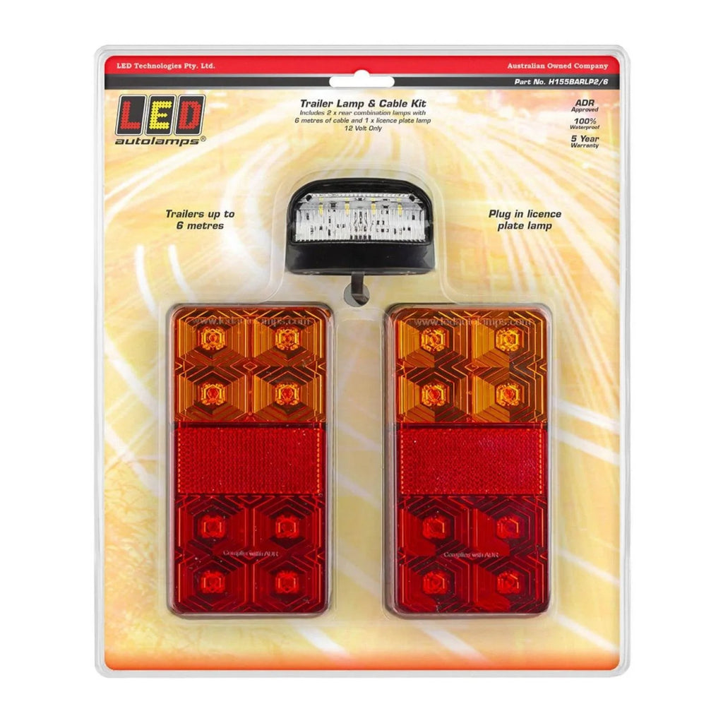 LED Autolamps Trailer Lights Set with 6m of Cable & Licence Plate Light