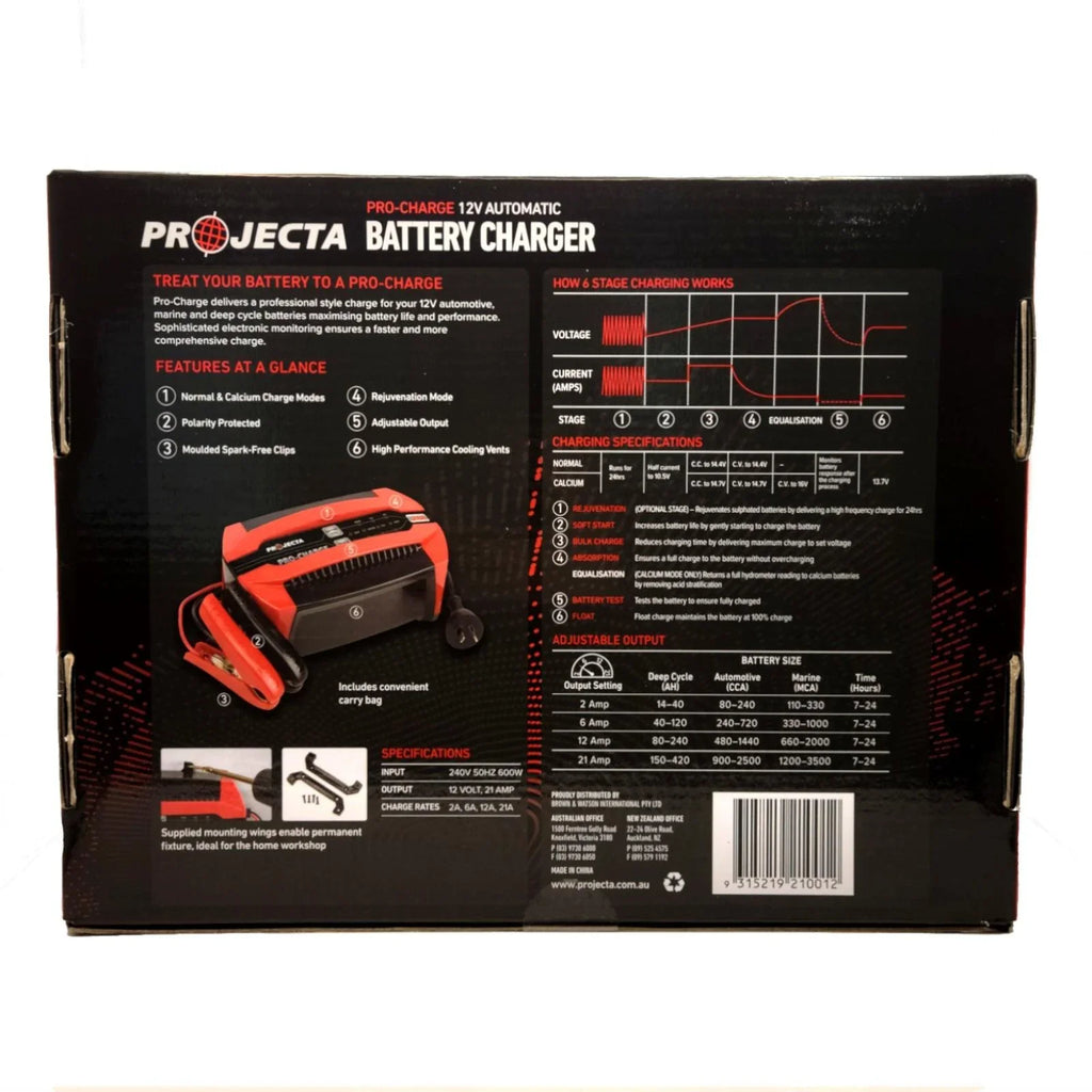 Projecta 12V Automatic 21 Amp Smart Battery Charger 6 Stage