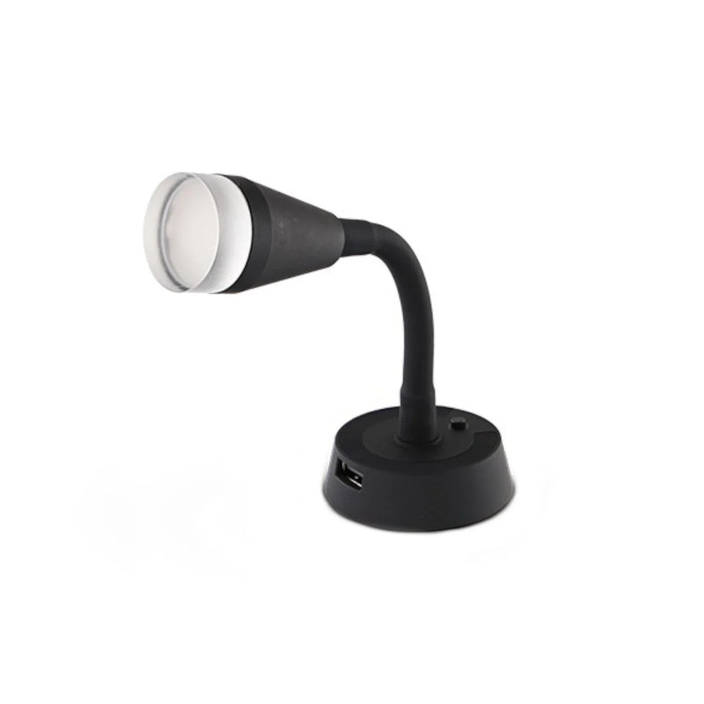 LED Autolamps Caravan Reading Light with USB Charger & Flexible Arm